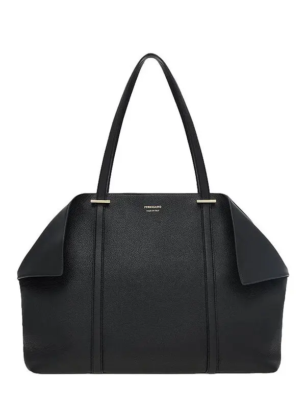 FERRAGAMO Large Leather Tote - Nero