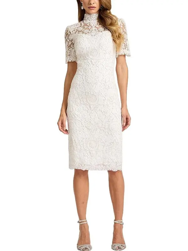 Tadashi Shoji Marise Sequin Embroidered Illusion Dress - Ivory