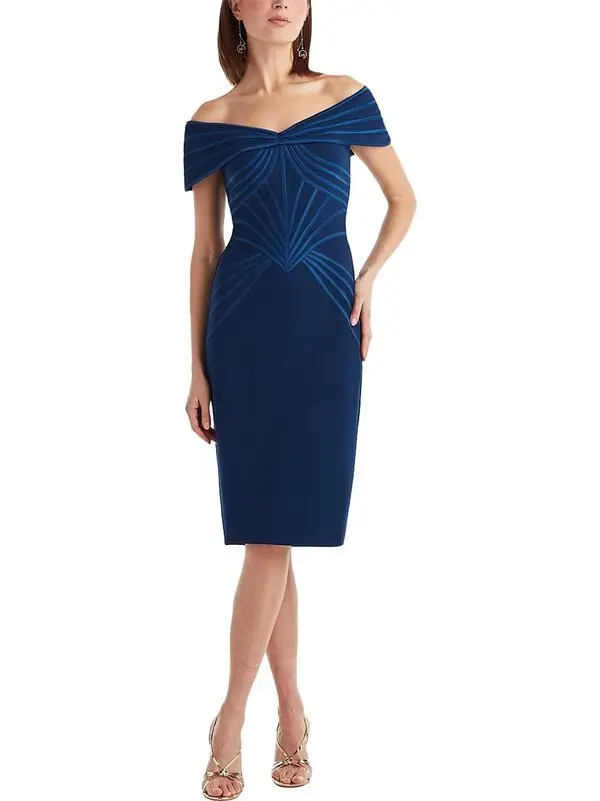 Tadashi Shoji Meridian Sundial Off-shoulder Dress - Navy