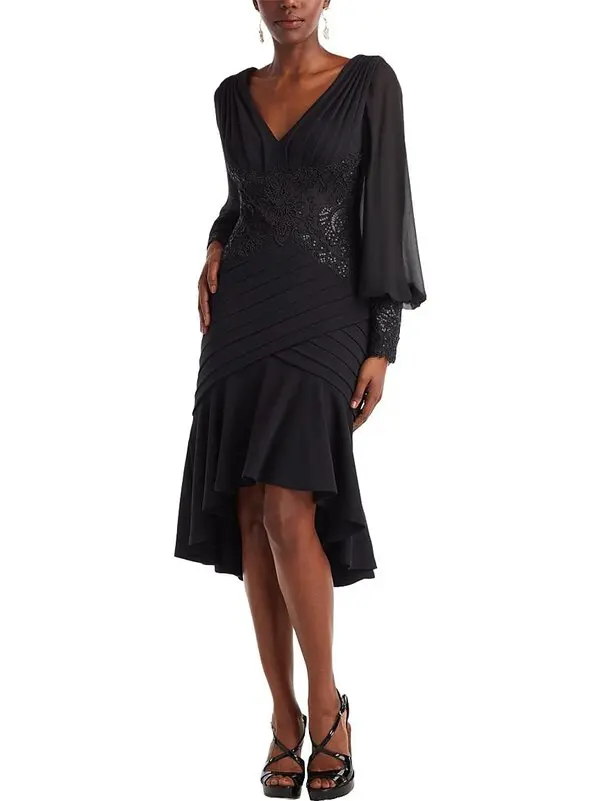 Tadashi Shoji Kalina Blouson Sleeve High-low Dress - Black