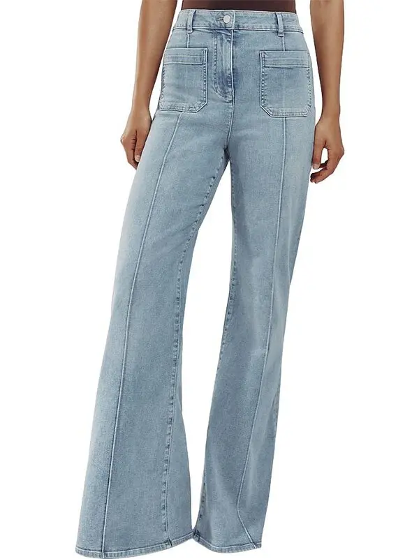 REISS Petite Sakura High-rise Flare Jeans - Light Blue