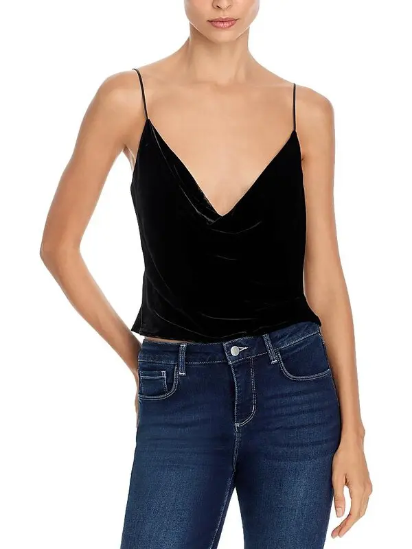 L'Agence Calista Velvet Cowl Neck Camisole - Black