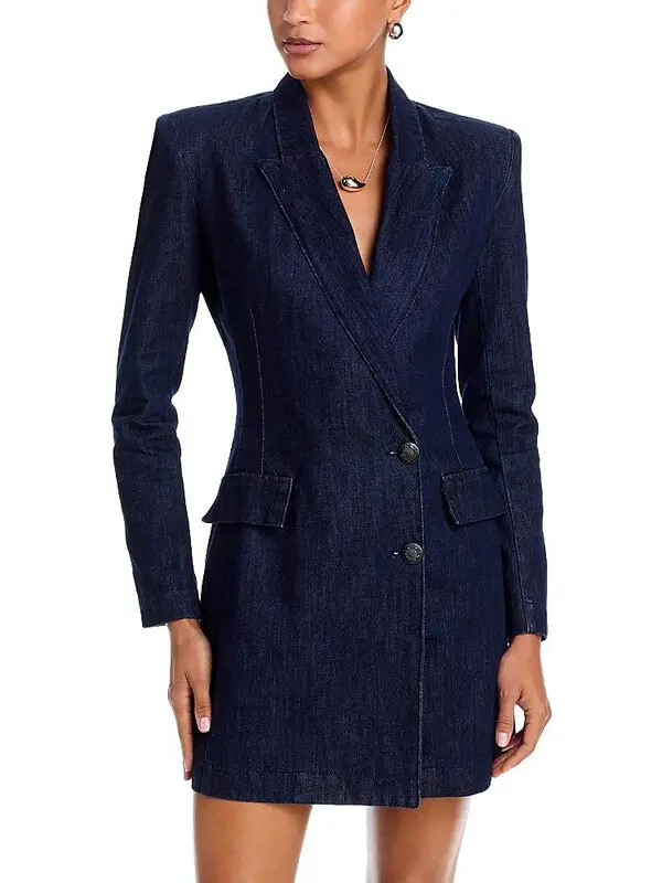 L'Agence Kylan Double Breasted Denim Blazer Dress - Ardmore