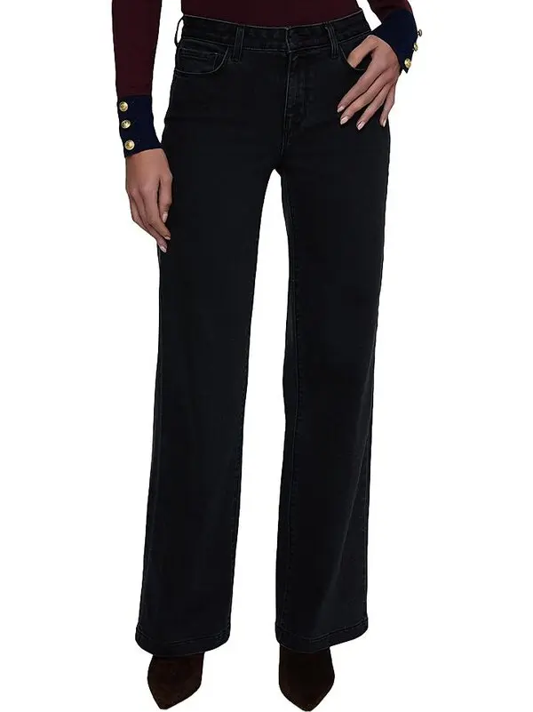 L'Agence Scottie High-rise Wide-leg Jeans - Washed Black