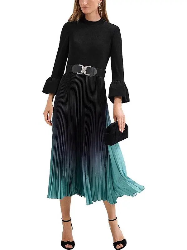 PHASE EIGHT Meloni Ombre Midi Dress - Black Multi