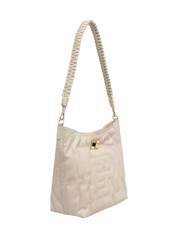 ERMANNO FIRENZE Embossed-logo Braided-handle Tote - Neutrals