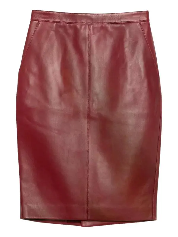 Saint Laurent Cassandre Midi Pencil Skirt - Red