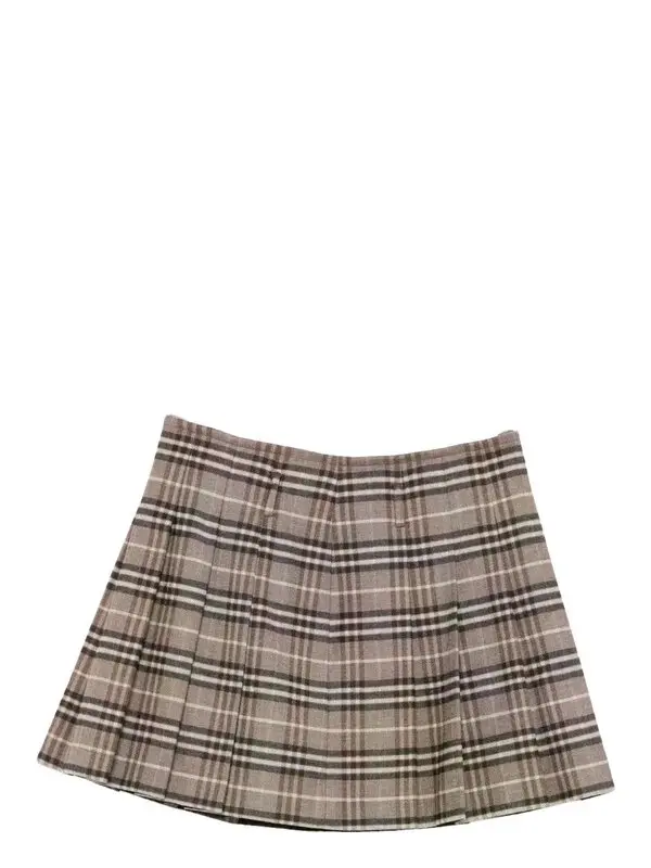 Seventy Plaid Pleated Mini Skirt - Brown