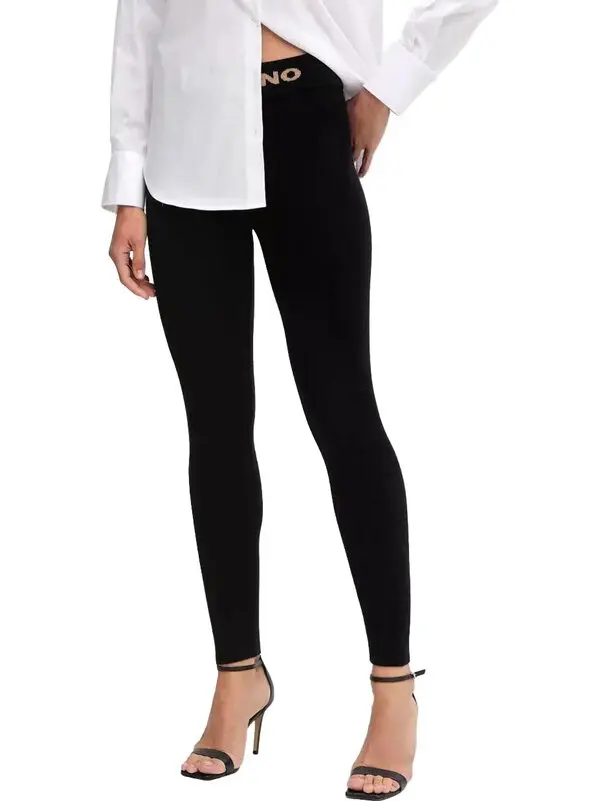 ERMANNO FIRENZE Logo-waistband Leggings - Black