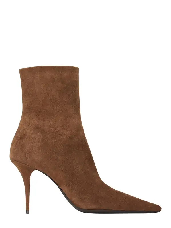 Saint Laurent Ashley 90 Suede Ankle Boots - Brown