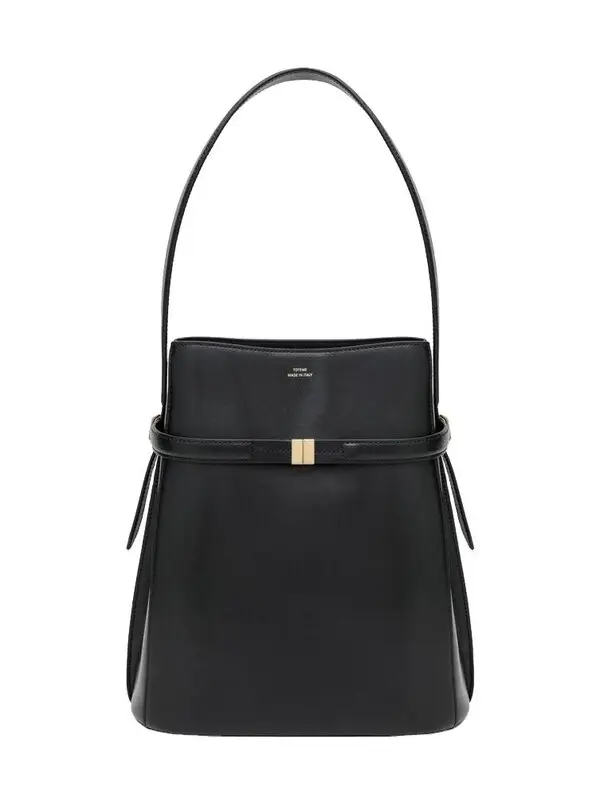 TOTEME Leather Bucket Bag With Sliding Strap - Black