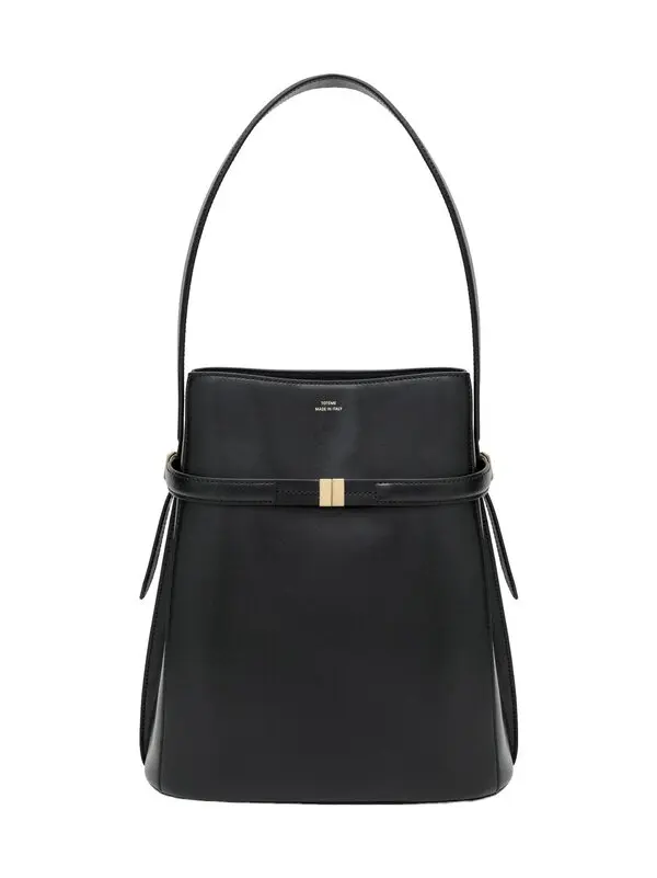 TOTEME Leather Bucket Bag With Strap - Black