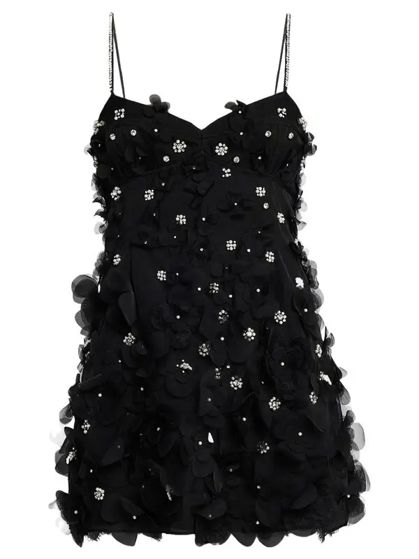 LoveShackFancy Ambessa Embellished Mini Dress - Black