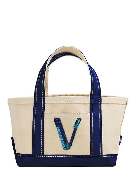 Maeve The Hartley Monogram Mini Canvas Tote - V