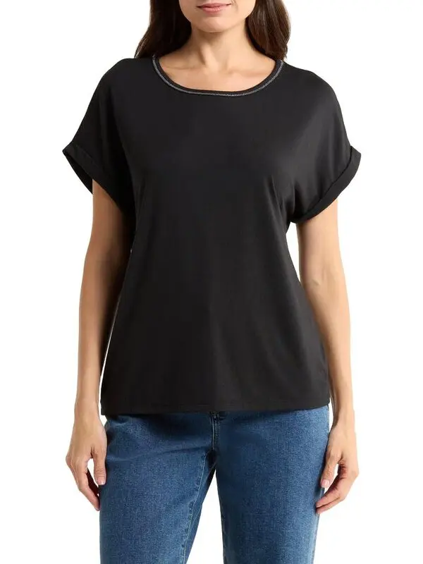 Tommy Bahama Beaded Collar T-shirt - Black