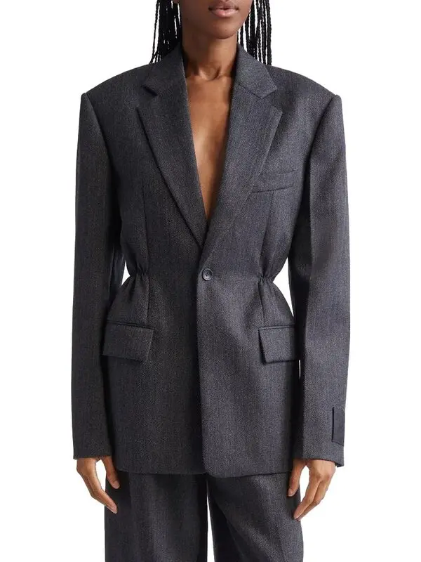 Alexander Wang Oversized Wool Gabardine Blazer - Black/charcoal