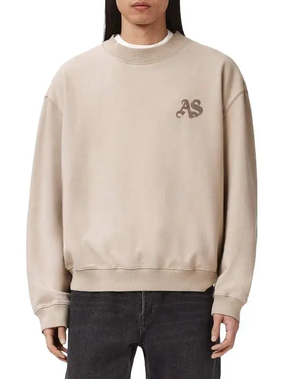 ALLSAINTS Icon Oversized Cotton Crewneck Sweatshirt - Sandstone Brown