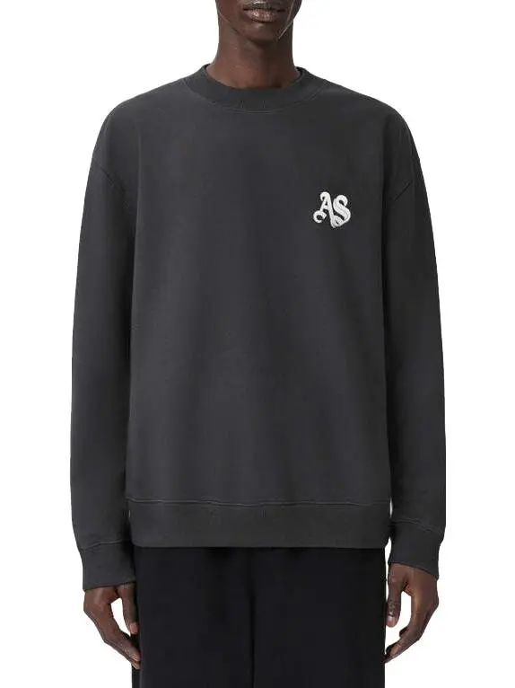 ALLSAINTS Icon Oversized Cotton Crewneck Sweatshirt - Washed Black
