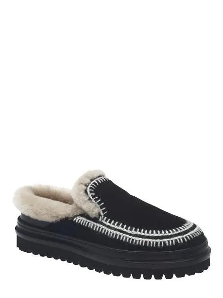 LAIDBACK LONDON Jun 4.0 Shearling Lined Slipper - Black Suede/light Grey