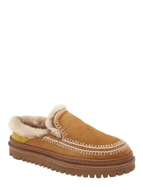 LAIDBACK LONDON Jun 4.0 Shearling Lined Slipper - Chestnut Suede/wheat