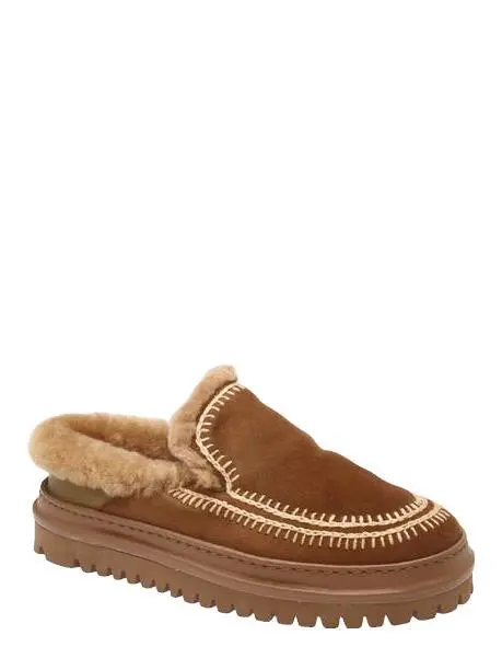 LAIDBACK LONDON Jun 4.0 Shearling Lined Slipper - Nutmeg Suede /beige