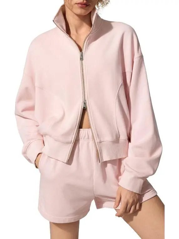 Lilysilk Silkerry Oversized Heirloom '89 Zip Stand Collar Jacket - Blush-pink
