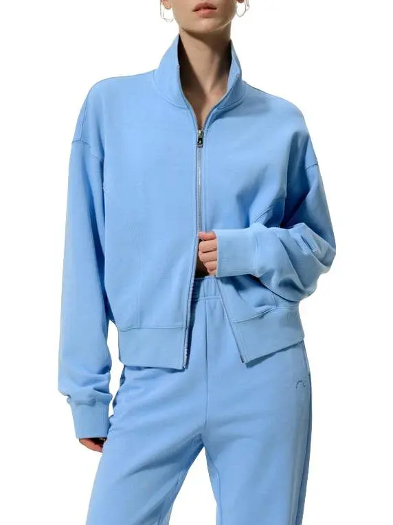 Lilysilk Silkerry Oversized Heirloom '89 Zip Stand Collar Jacket - Lagoon Blue