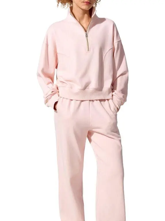 Lilysilk Silkerry Oversized Heirloom '89 Half-zip Pullover - Blush-pink