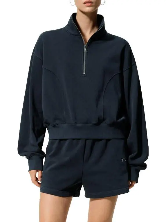 Lilysilk Silkerry Oversized Heirloom '89 Half-zip Pullover - Navy