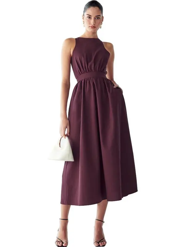 WILLA Liliana Fit And Flare Maxi Dress - Plum