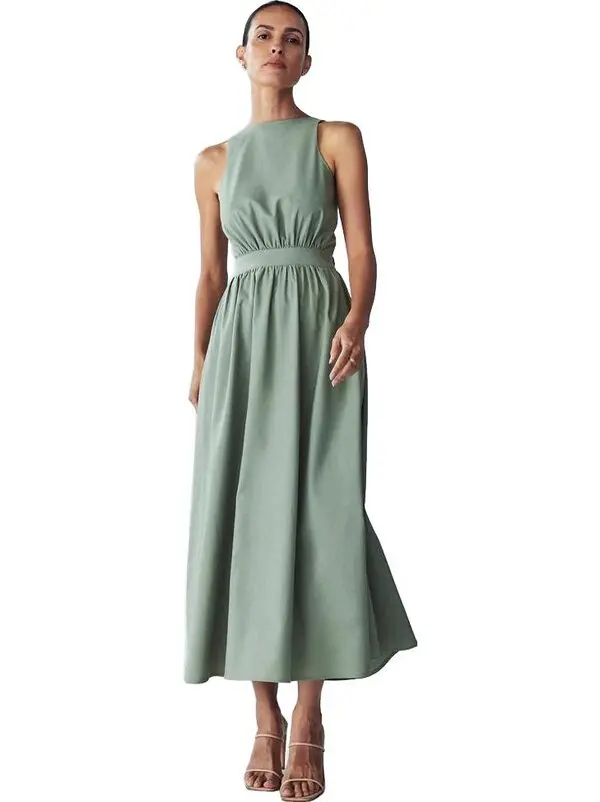 WILLA Liliana Fit And Flare Maxi Dress - Sage Green
