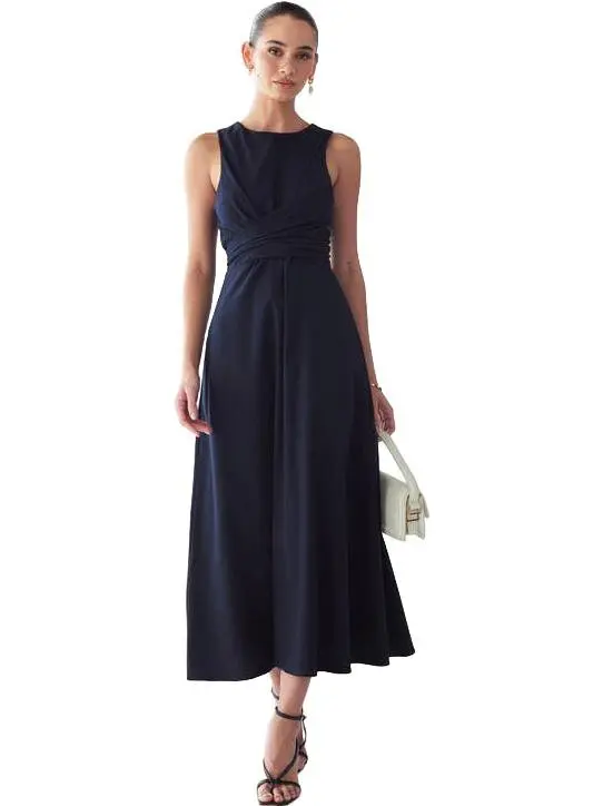 WILLA Revival Midi Dress - Navy Blue