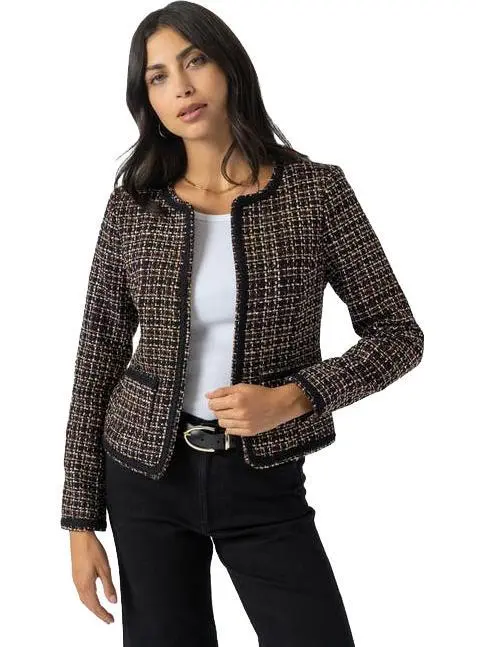 SAINT + SOFIA Rayner Tailored Boucle Jacket - Black/burgundy/gold Boucle