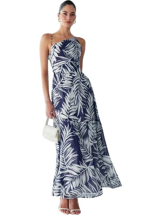 BWLDR Vincent Maxi Dress - Navy Palms