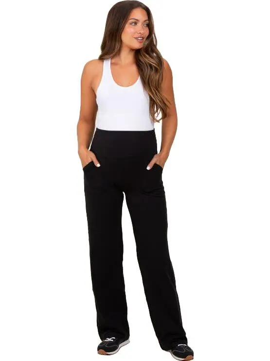 PINKBLUSH Straight Leg Maternity Yoga Pants - Black