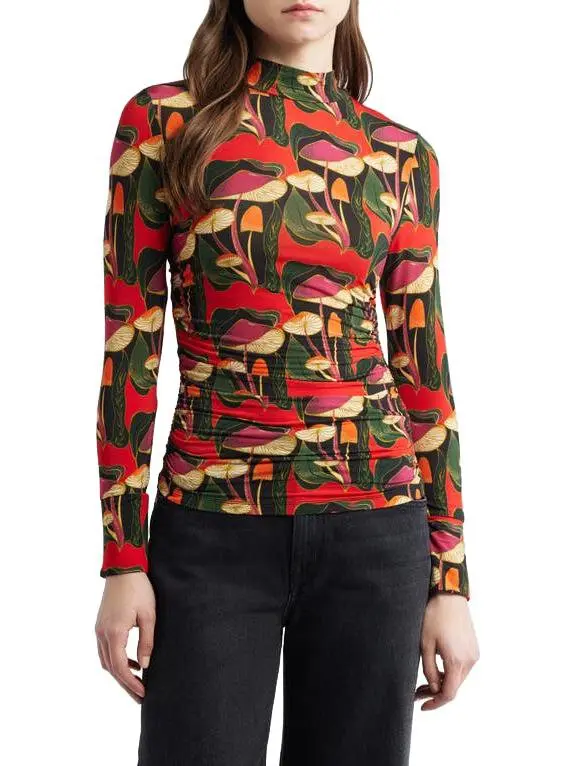 Farm Rio Printed Long Sleeve Top - Black
