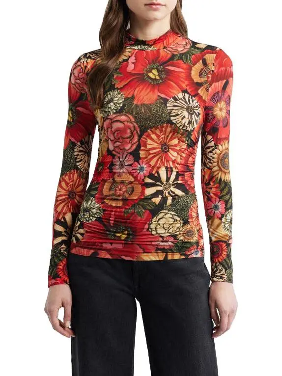 Farm Rio Flowershop Long Sleeve Jersey Top - Black