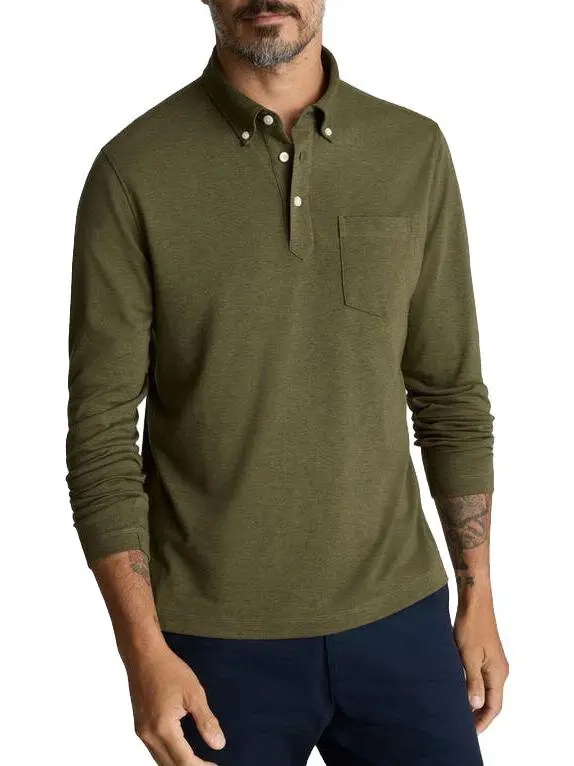 UNTUCKIT Vargas Long Sleeve Cotton Polo - Heather Olive