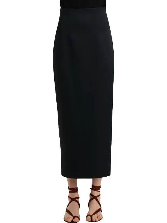 Khaite Loxley Ponte Knit Pencil Skirt - Black