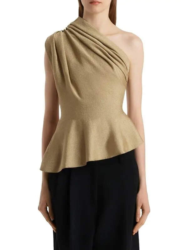 Khaite Aimee Asymmetric One-shoulder Top - Gold