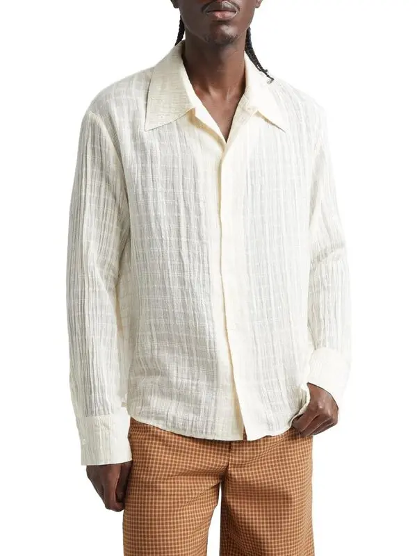 Séfr Ignacio Check Cotton Button-up Shirt - Cloud White Check