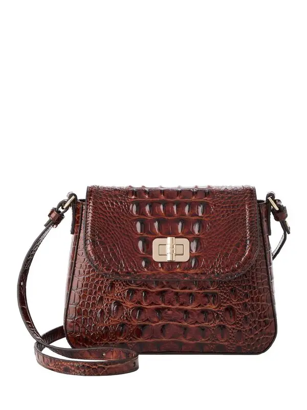 Brahmin Gianna Croc Embossed Leather Crossbody Bag - Pecan