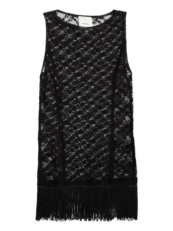 REFORMATION Gabrielle Fringe Hem Knit Top - Black