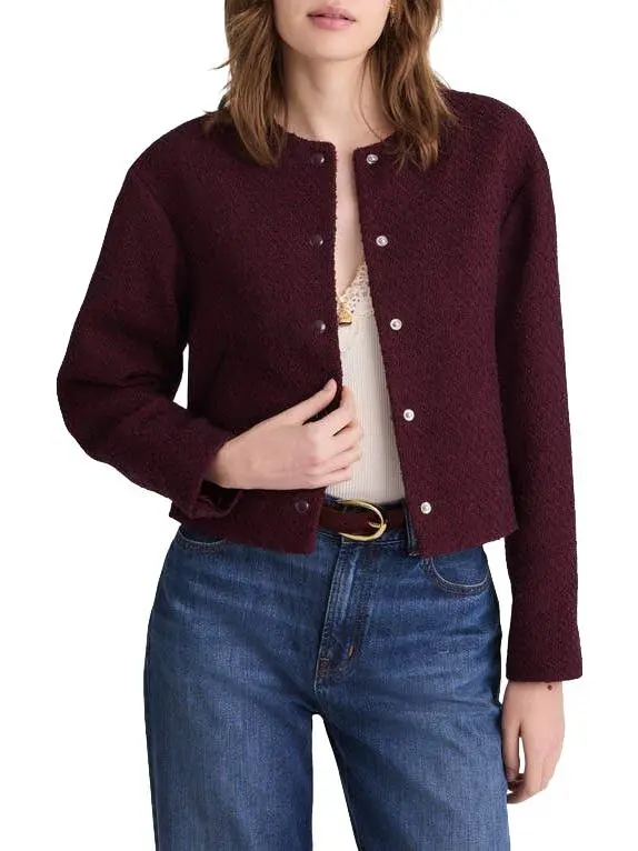 Madewell Tweed Collarless Jacket - Dark Pomegranate