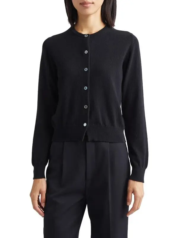 Johnstons Of Elgin Iris Cashmere Crewneck Cardigan - Black