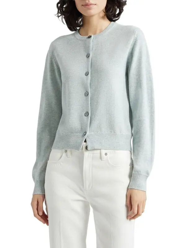 Johnstons Of Elgin Iris Cashmere Crewneck Cardigan - Lunan Mint