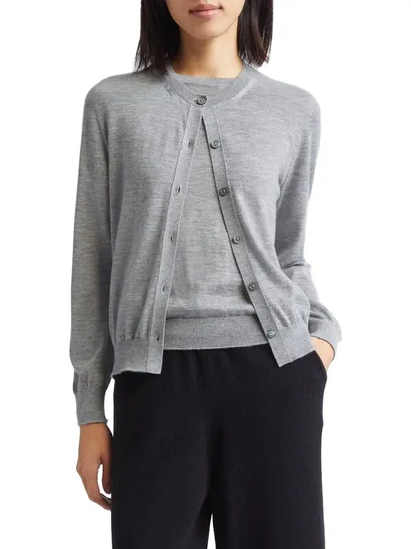 Johnstons Of Elgin Honor Cashmere Crewneck Cardigan - Cullen Grey