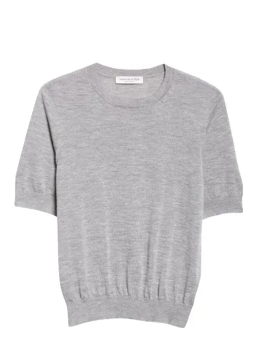 Johnstons Of Elgin Honor Short Sleeve Cashmere Crewneck Sweater - Cullen Grey