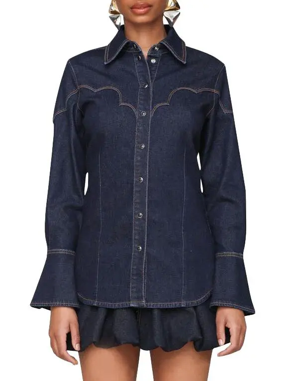 Avec Les Filles Western Denim Shirt - Fell Wash