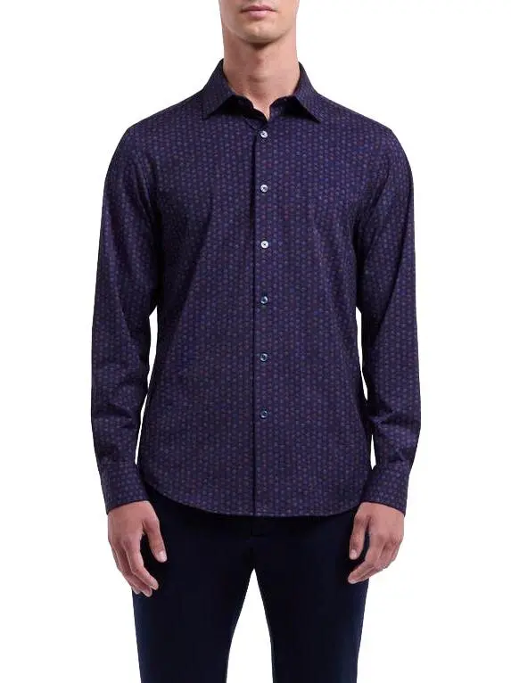 Bugatchi Jimmy Ooohcotton® Floral Button-up Shirt - Eggplant